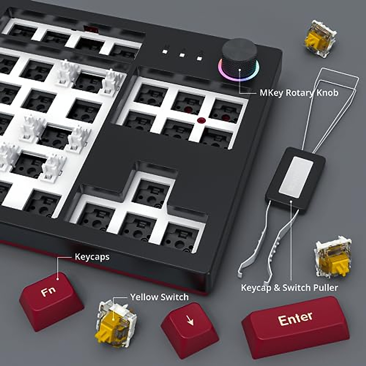 Montech MKey TKL Mechanical Gaming Keyboard: Customizable RGB LED, Premium MDA Profile PBT Keycap, Hot-Swappable Gateron G Yellow Pro 2.0 Pre-lubed Switches, Osaka Castle Theme, Darkness (MK87DY)