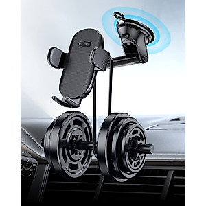 Universal Car Phone Holder Mount for Dashboard Windshield, Military Hands-Free Cell Phone Stand Automobile Cradles Truck Accessories Fit for All iPhone Android Smartphones