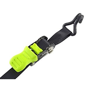 PROGRIP 314700 Heavy Duty Tie Down Ratchet and Sliding Buckle with Double J Hooks: Flex Grip Handle, 16' x 1"