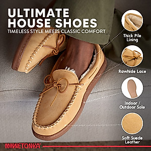 Minnetonka Men's 3902 Pile Hardsole Pile Lined Slipper,Brown,11 M US