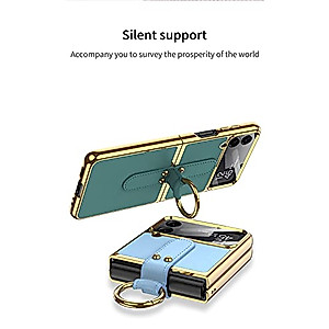 SHIEID Galaxy Z Flip 4 Case with Shoulder Strap, Ring Holder, Z Flip 4 Cover with Small Screen Protection, Premium Leather, and Wireless Charging Support for Samsung Flip 4 Case, Elegant White