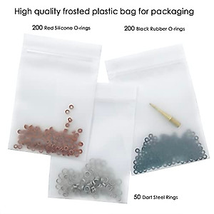 DIOLILI Dart Shaft O-Ring Applicator Tool+200 Pcs Black Rubber O-Rings+200 Pcs Red Silicone Ring+50 Pcs Dart Steel Rings Accessory Washers Keep Shafts Tight …