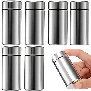 Dicunoy 6 Pack Airtight Storage Jars with Lids, 2oz Small Portable Aluminum Storage Containers, Waterproof Mini Metal Tins, Pocket Bottles for Spices, Coffee, Tea, Traveling