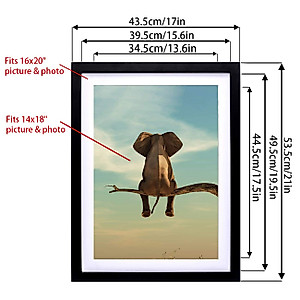 IOOSTAR 16x20 Diamond Painting Picture Frame Display Pictures 14 x 18 inch/35x45 cm with Mat or 16 x 20 inch/40x50 cm Without Mat Photo Frames Diamond Art Frame Natural Solid Wood Black (YNCK005)