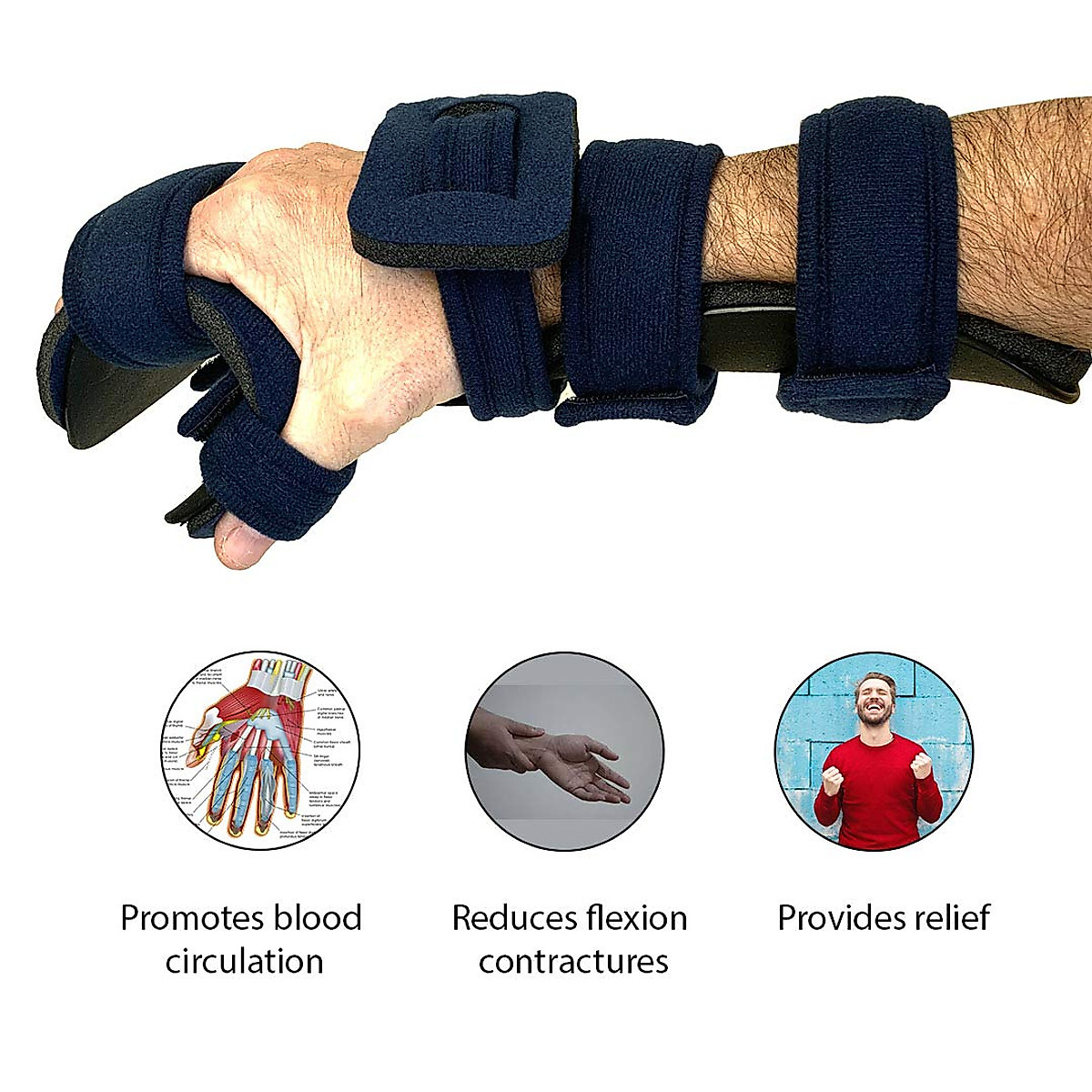 SterlaTech Stroke Hand Brace | Resting Hand Splint RIGHT HAND Large | Corrective Support