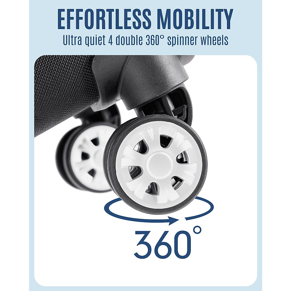 LIGHT FLIGHT 24 Inch Suitcase with Separate Compartment, Water-resistant Large Suitcase with Spinner Wheels, TSA Lock, Business Classic Travel Suitcase, Black