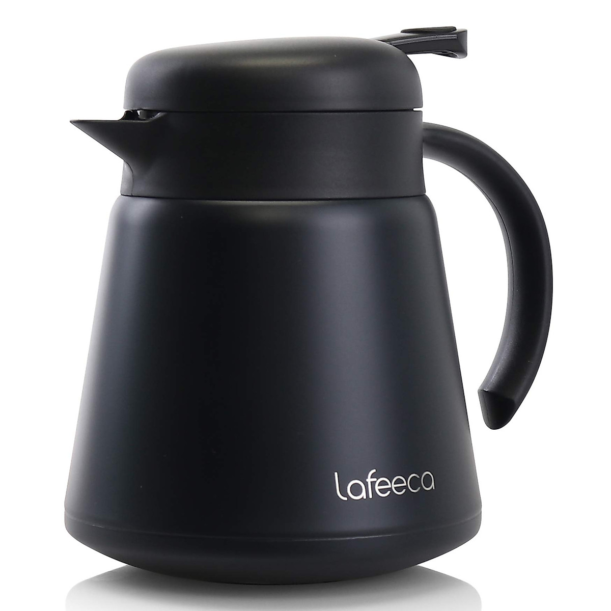 Lafeeca Thermal Coffee Carafe Tea Pot Stainless Steel, Double Wall Vacuum Insulated | Cool Touch Handle | Hot & Cold Retention | Non-Slip Silicone Base | BPA Free Black