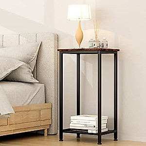 EKNITEY Small Tall Side Table - 28.75" H Telephone Table High End Table w/Storage Shelf for Corner Living Room Bedroom Entryway and Office