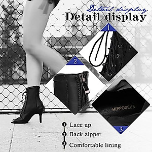 HIPPOSEUS Women's Dance Heels Peep Toe Ballroom Latin Salsa Dance Shoes Black Party High Heel Dance Performance Ankle Dance Boots 2 3/4inch heel,8 US