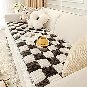 HOMEREFROM Cream-Coloured Large Plaid Square Pet Mat Bed Couch Cover, Fuzzy Couch Cover for Sofa, Dog Blankets for Large Dogs, Dog Bed Cover Pet Blanket (27.55 * 82.67, Black)