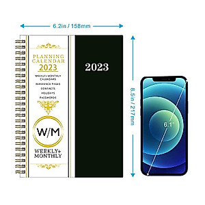 2023 Diary A5 Page Planner 6.2” X 8.5” Weekly Monthly Daily journal from JAN.2023 to DEC.2023 Inner Pocket, Thick Paper