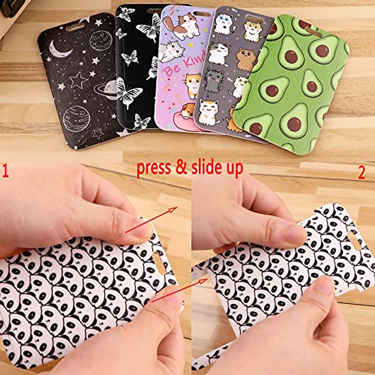 Juanooo Panda ID Lanyard Badge Holder Cute Key Lanyard for Kids Women Girls Men Cool Neck Keychain ID Card Badge, Black & White