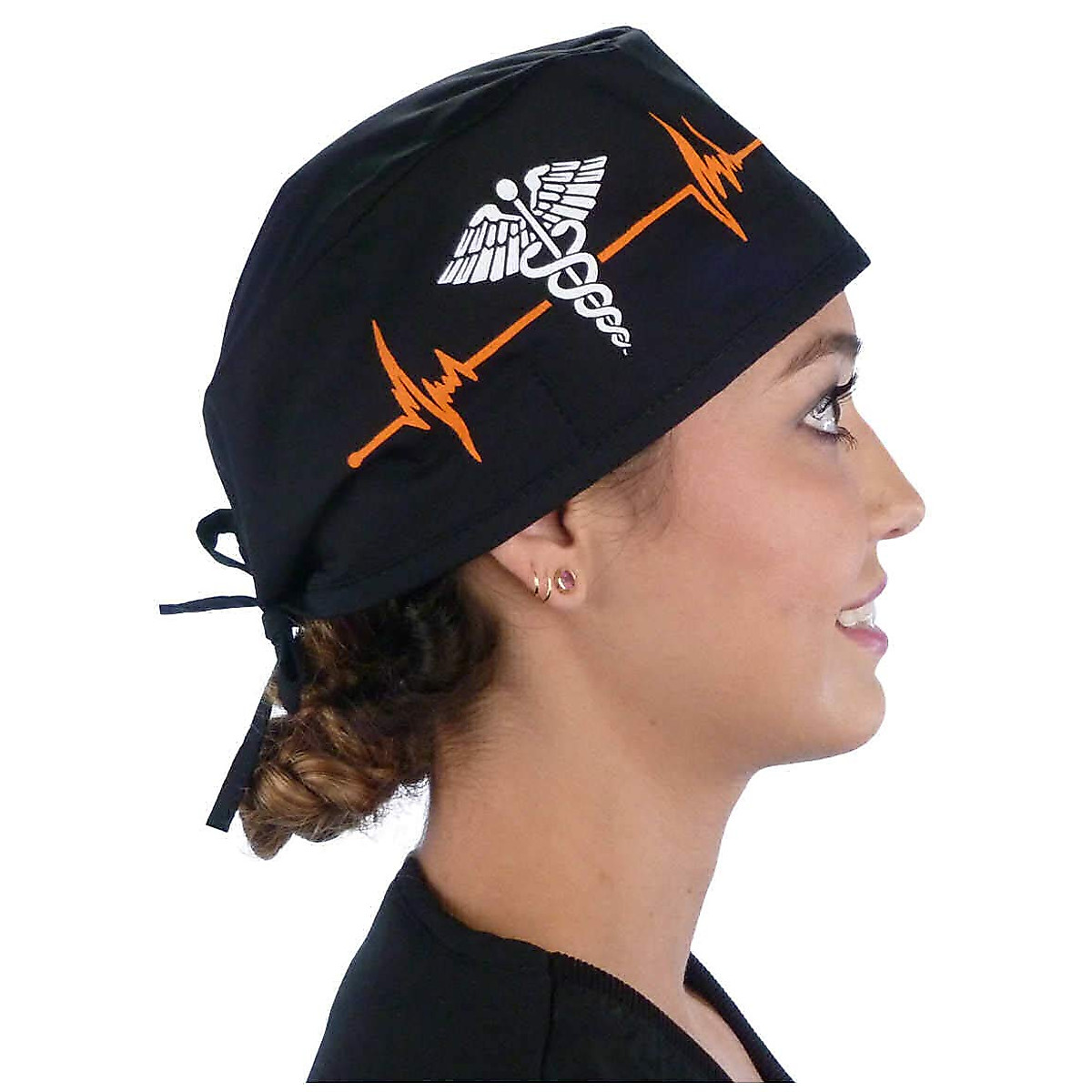 Sparkling EARTH EKG Signal Medical Sign Caduceus Symbol Unisex Classic Surgical Style Scrub Working Cap - 100% Cotton - Made in The USA!