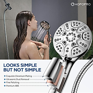 HOPOPRO High Pressure Shower Head with Handheld 7 Spray Settings Detachable Shower Head Built-in Power Spray to Clean Corner Tub and Pets, Extra Long Stainless Steel Hose & Adjustable Bracket