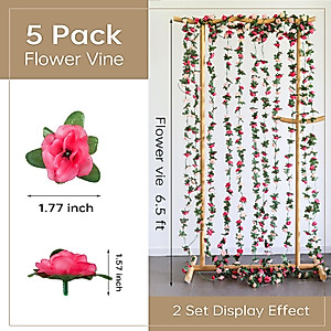 Miracliy 5 Pack 41 FT Fake Rose Vine Flowers Plants Artificial Flower Hanging Rose Ivy Home Hotel Office Wedding Party Garden Craft Art Déco