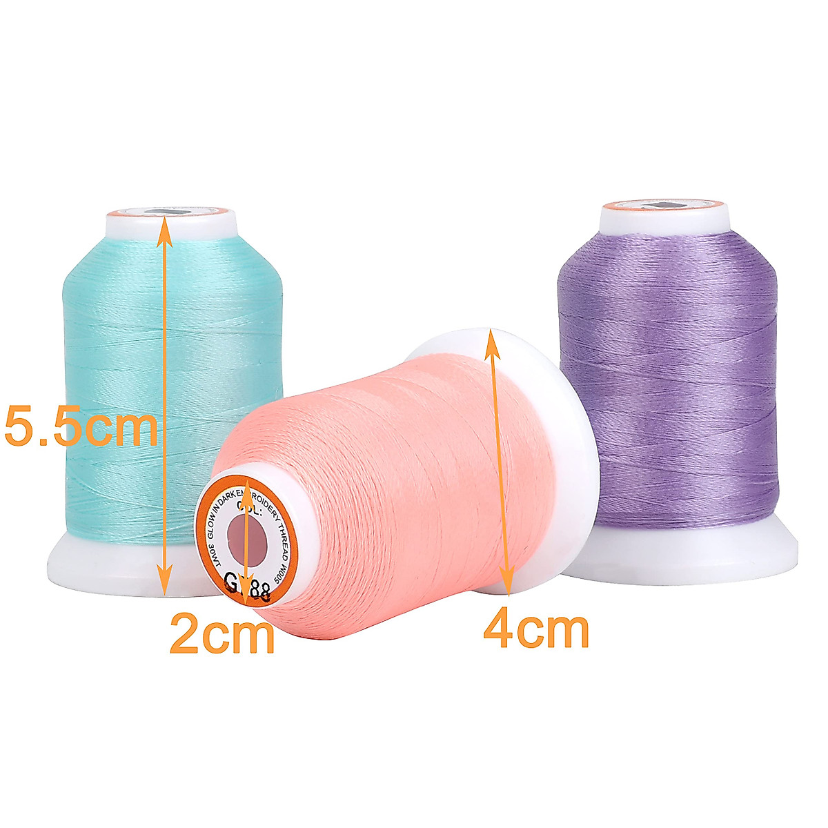 New brothread 16 Colors Luminary Glow in The Dark Embroidery Machine Thread Kit 30WT 500M(550Y) Each Spool for Embroidery, Quilting, Sewing