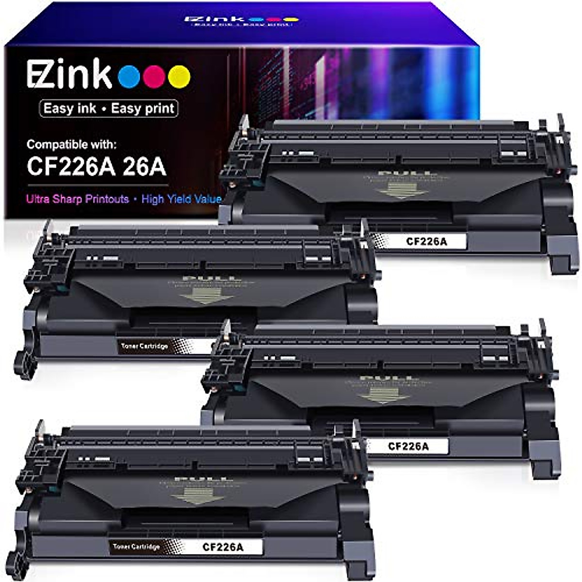 E-Z Ink (TM) Compatible Toner Cartridge Replacement for HP 26A CF226A 26X CF226X to use with M402dn M402dw M426fdw M426fdn Printer (Black, 4 Pack)