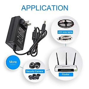 12V 2.5A Power Adapter - COOLM AC 100-240V to DC 12V 2500mA Power Supply Transformer Charger 12V/2.5A for 12V Analog DVR NVR HVR CCTV Security Camera/RGB LED Strip Lights