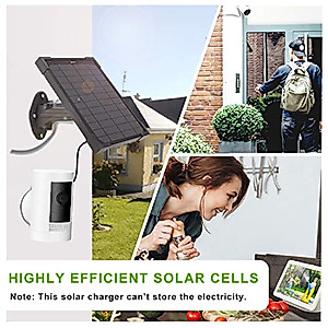 BigBlue Ring Solar Panel, 5W Solar Panel Compatible with Ring Spotlight Cam Battery and Ring Stick Up Cam Battery, Monocrystalline Silicon Solar Trickle Charger for Ring Cameras, 5V/1A, Black