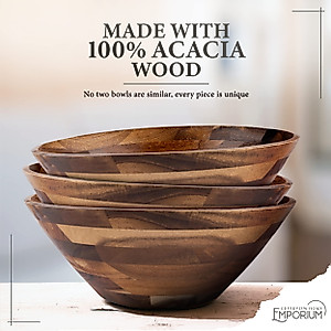 Creekview Home Emporium Acacia Salad Bowl and Serving Utensil Set - Large Wooden Salad Bowl with Serving Spoon and Fork