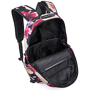 Tzowla Business Laptop Backpack Water Resistant Anti-Theft College Backpack with USB Charging Port and Lock 15.6 Inch Computer Backpacks for Men, Women Girls, Casual Hiking Travel Daypack (Flower)