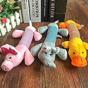 Cute Pet Dog Cat Plush Squeak Sound Dog Toys Funny Fleece Durability Chew Molar Toy Fit for All Pets Elephant Duck Pig (E)