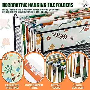 Qeeenar Decorative Floral File Folders, Letter Size, 12 Pieces, with Removable Labels and Adjustable Tabs