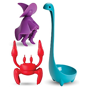 Pack of 3 - Red The Crab Silicone Utensil Rest + Nessie Ladle Spoon Ladle + Agatha Spoon Holder