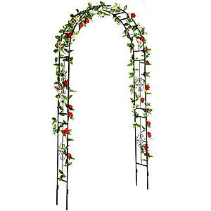 DOEWORKS Garden Arch, 3' 11''Wide x 7'10''High Garden Arbor with Sharp Ends for Climbing Vines and Plants,Weddings, Party Decoration, Black