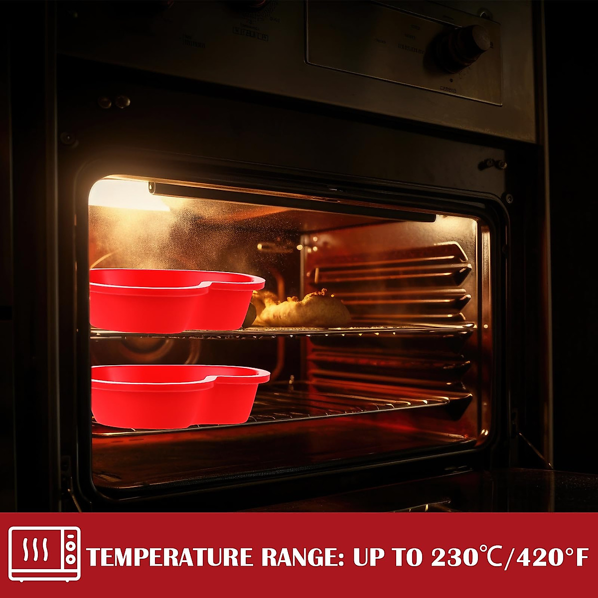 Leriton 12 Pcs Heart Cake Pan Silicone Heart Cake Molds Baking Pan Nonstick Molds for Anniversary Birthday Snack Cupcake Baking (5.5 Inch)