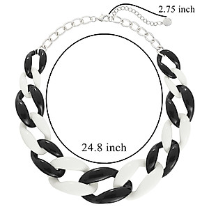 Coiris Statement Chunky Acrylic Chain Link Choker Necklace Fashion Women Collar Necklaces Acrylic Resin Chain Necklace(N0097-Black+White)