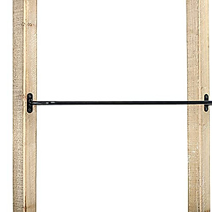 Creative Co-Op Fir Wood Wall Metal Bar and 2 Hooks Decorative Ladder, Natural