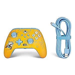 PowerA Enhanced Wired Controller for Xbox Series X|S - Cuphead: Mugman, Gamepad, Wired Video Game Controller, Gaming Controller, Xbox Series X|S - Xbox Series X