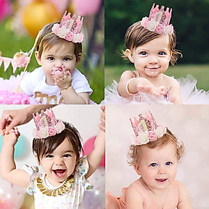 Kbrand Hat First Birthday 1st Decorations For Girl Gifts Rose Gold Baby Pink Crown Party One Year Old Princess, Rose Gold,pink