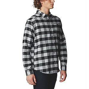 Columbia Men's Cornell Woods Flannel Long Sleeve Shirt, Grey Buffalo Check, Large