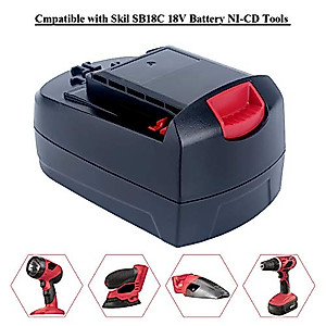 Epowon 2Packs 18-Volt Ni-Cd Battery 3600mAh Replacement for SKIL SB18C SB18A SB18B 2810 2888 2895 2897 2898 4570 5850 5995 7305 9350 Cordless Drill Tools
