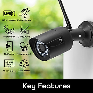 Geeni HD Hawk 2 1080p Outdoor Security Camera, IP66 Weatherproof WiFi Surveillance with Night Vision and Motion Detection, Compatible with Alexa and Google Home, No Hub Required (Black)