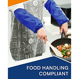 Truline (Pack of 12 Pairs) Blue Vinyl Arm Sleeve Waterproof Disposable PVC Oversleeves for Cooking, Painting, and Chemical Resistance - 18 Inches with Elastic Ends