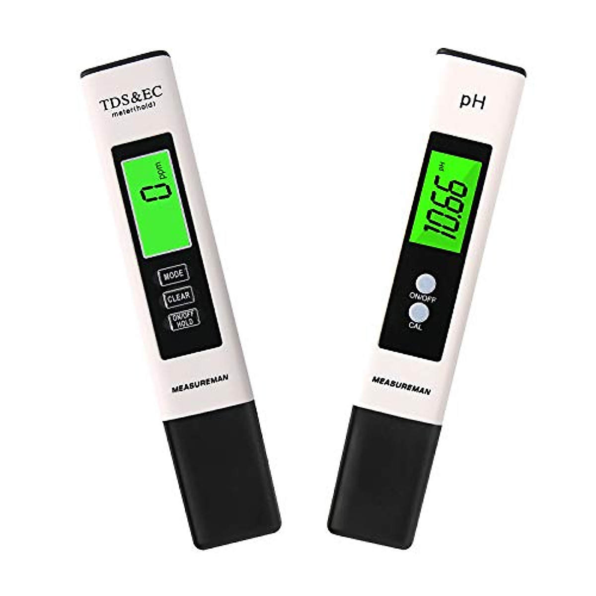 MEASUREMAN PH Meter and TDS Meter Combo，0-14 PH Value, 0.01 Resolution TDS Meter, EC Meter & Temperature Meter 3 in 1, Accuracy ± 2%, 32.0-176.0°F Green Backlight Meter"