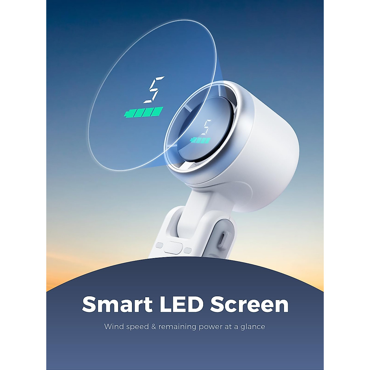 Diveblues Portable Handheld Turbo Fan, 5 Gear Wind, Battery Operated, Up to 12 Working Hours, 3 IN 1 Hand Fan with Air Turbo Tech Cooling Fan for Outdoor Activities, Travel, Working