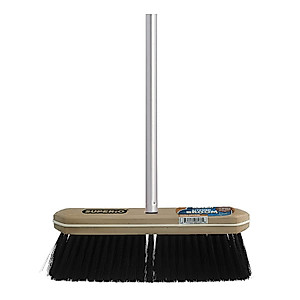 Superio Kitchen Broom Premium Black Tampico Bristles, with Grey Metal Handle, Heavy Duty Household Broom - Easy Swiping Dust and Wisp, Home, Kitchen Bedroom, Lobby, Floors and Corners