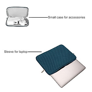 MOSISO Laptop Sleeve Compatible with MacBook Air/Pro, 13-13.3 inch Notebook, Compatible with MacBook Pro 14 inch 2023-2021 A2779 M2 A2442 M1, Diamond Foam Neoprene Bag with Small Case, Deep Teal