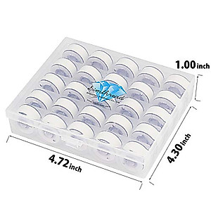 Simthread 25pcs 90WT White Prewound Bobbin Thread Size A Class 15 (SA156) with Clear Storage Plastic Case Box 60S/2 for Brother Embroidery Thread Sewing Thread Machine DIY