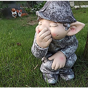 Pooping Garden Gnome Statue,Naughty Funny Outdoor Statue Resin Elf Garden Figures Figurines Lawn Decor,Dwarf Garden Sculptures and Statues Miniature Mold for Yard Art-Urinating dwarfs 5x7x13cm(2x2.7x5