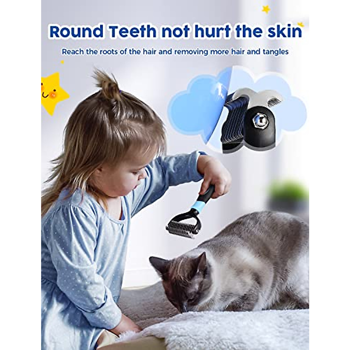 RIFNEEIM Pet Grooming Glove Brush, Cat Deshedding Glove with Double Sided Shedding and Dematting Rake Comb, Efficient Pet Hair Remover Massage Tool with Enhanced Five Finger Design for Cat Dog