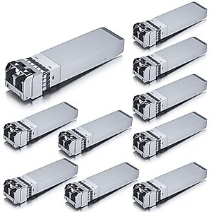 10Gtek 10GBase-SR SFP+ LC Transceiver, 10G 850nm Multimode SFP Module, up to 300 Meters, for Cisco SFP-10G-SR, Meraki MA-SFP-10GB-SR, Ubiquiti UniFi UF-MM-10G, Fortinet, Mikrotik and More, Pack of 10