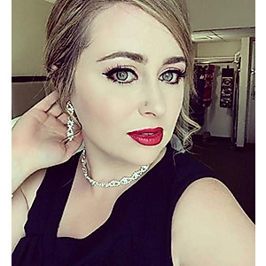 Miraculous Garden 3 Pack Silver Plating Rhinestone Crystal Choker Necklace Link Bracelet Dangle Earrings Jewelry Sets for Women Girls