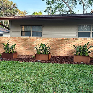 GZGNEEVL Corten Steel Planter Box Rectangular Planters Large Outdoor Planter Metal Planter Box for Tall Plant Trough Rustic Patina for Garden Yard Commercial Residential Farm 16 in x 31.5 in x 16 in