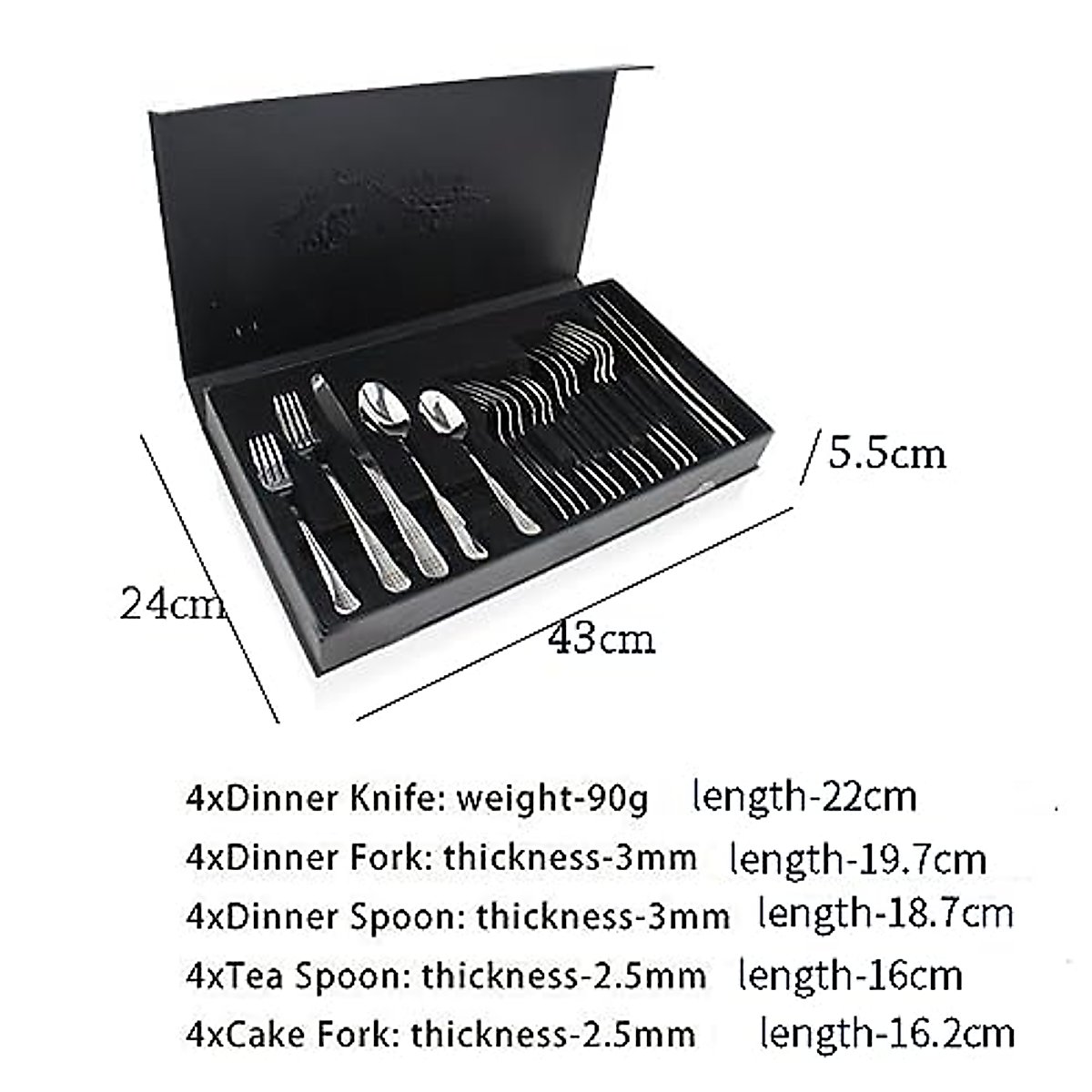 Silverware Set Flatware Retro Black Polka Dots for 4 Utensil Cutlery Geometric，Mirror Polished，Great for Famil，Dinnerware，Gatherings Daily Use–Spoons,Knives,Teaspoons,Forks 20-Piece