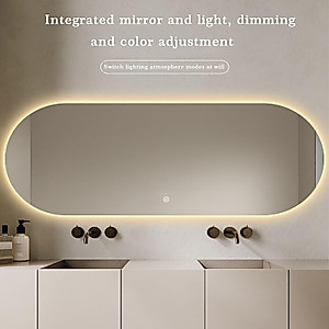 JSLJDM 500 X800 mm Illuminated Backlit LED Bathroom Mirror, Wall Mounted Multifunction Bathroom Vanity Mirror with Lights and Demister Pad, Energy-Saving Illuminated Smart Mirror